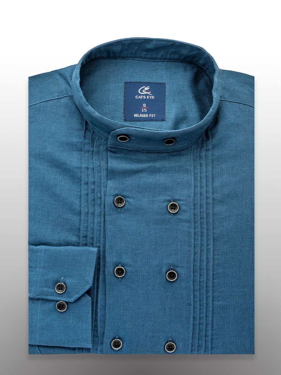 Band Collared Linen Shirt